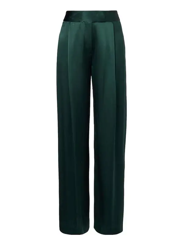 THE SEI Silk Satin Wide-leg Trousers - Green