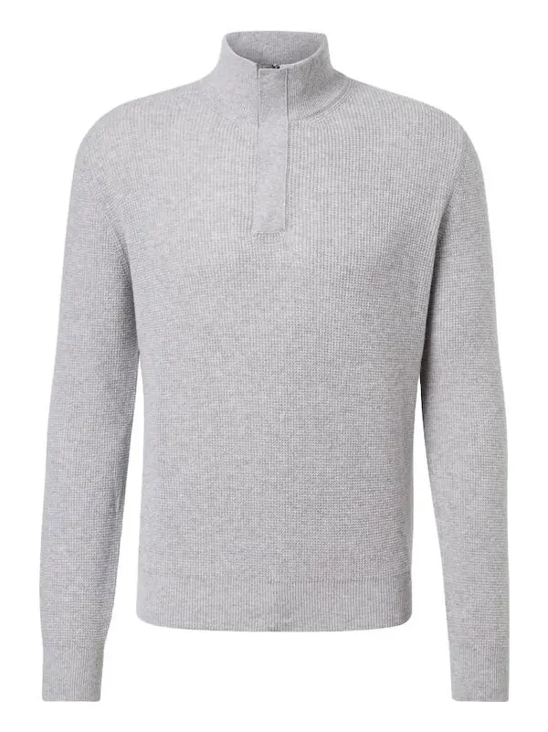 Canali Waffle-knit Wool And Cashmere Sweater - Grey