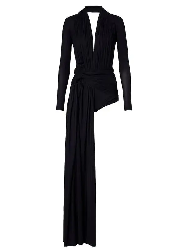 Balenciaga Asymmetric Draped Minidress - Black