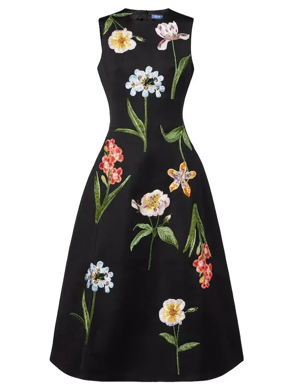 LEO LIN Cleo Floral Midi Dress - Black