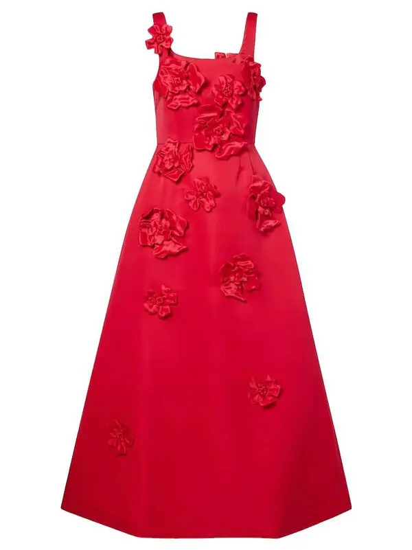 LEO LIN Rianne Floral-applique Maxi Dress - Red