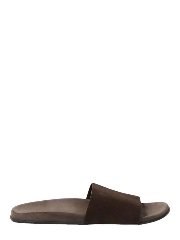 THE ROW Hugh Suede Slides - Brown