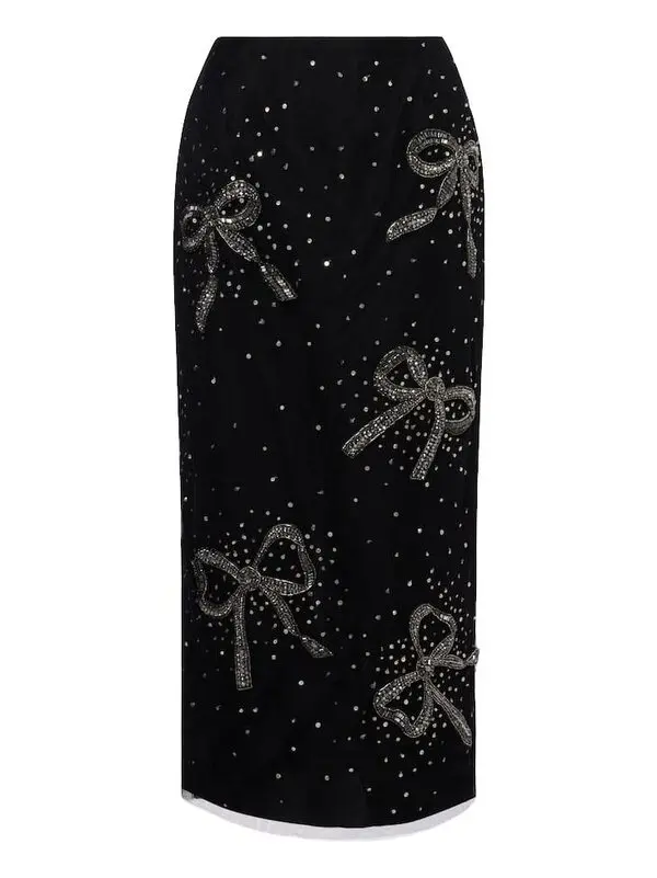 Carolina Herrera Embellished Sheer Midi Skirt - Black