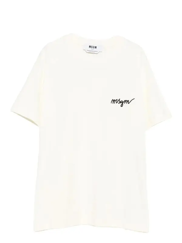 MSGM Logo-embroidered Cotton T-shirt - White