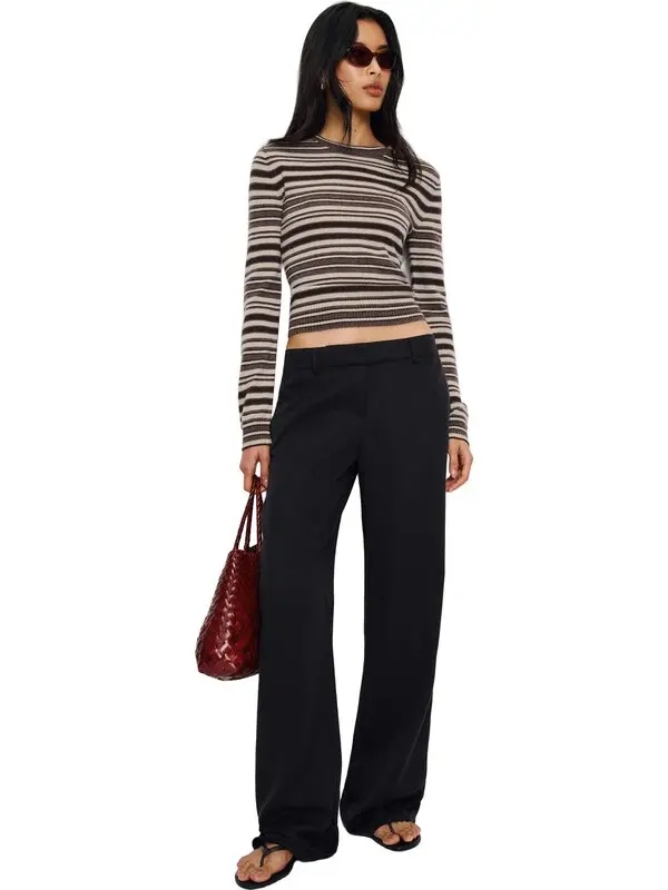 REFORMATION Lian Cashmere Crew Sweater - Brown