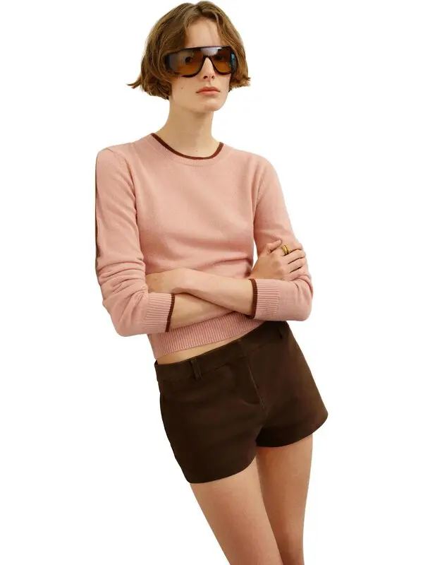 REFORMATION Lian Cashmere Crew Sweater - Pink