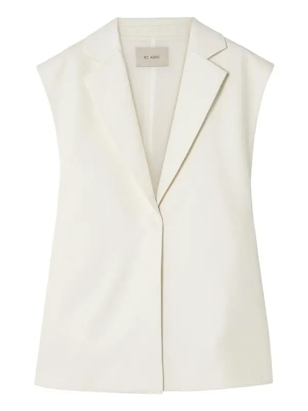 ST. AGNI Tie-side Wool-blend Twill Vest - White