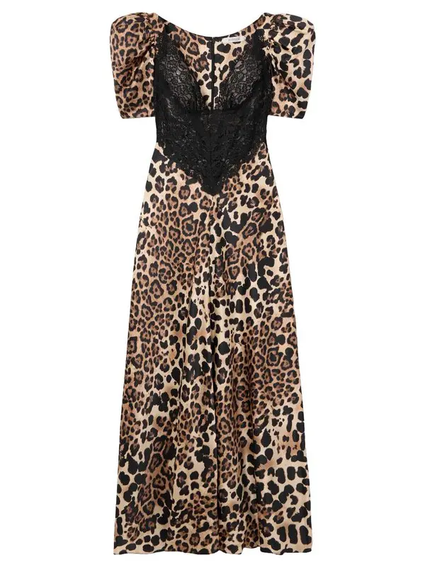 RODARTE Lace-trimmed Leopard-print Maxi Dress - Animal Print