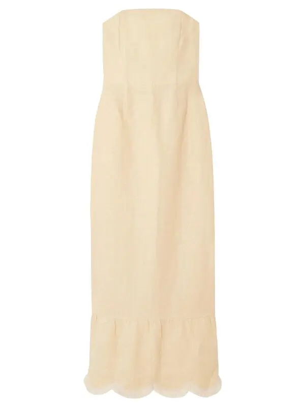 Posse Essie Fringed Linen Maxi Dress - Yellow