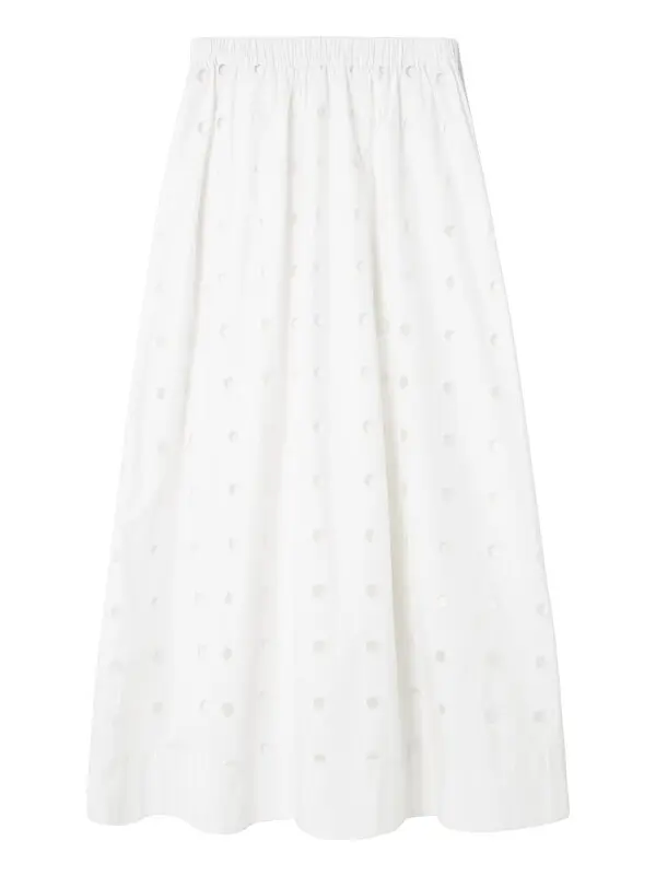Posse Peggy Broderie Anglaise Cotton-poplin Midi Skirt - White
