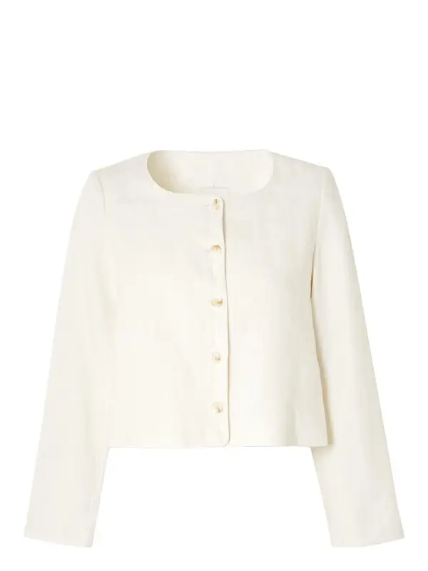 Posse Emma Cropped Linen Jacket - Cream
