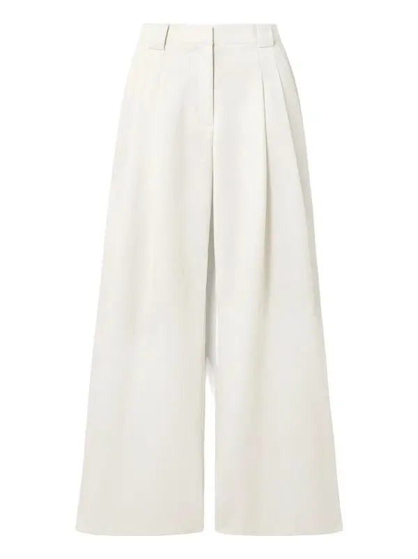 ST. AGNI Pleated Wool-blend Twill Wide-leg Pants - Neutrals