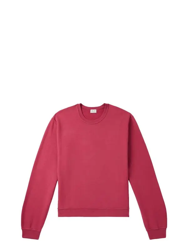 Saint Laurent Logo-embroidered Cotton-jersey Sweatshirt - Red