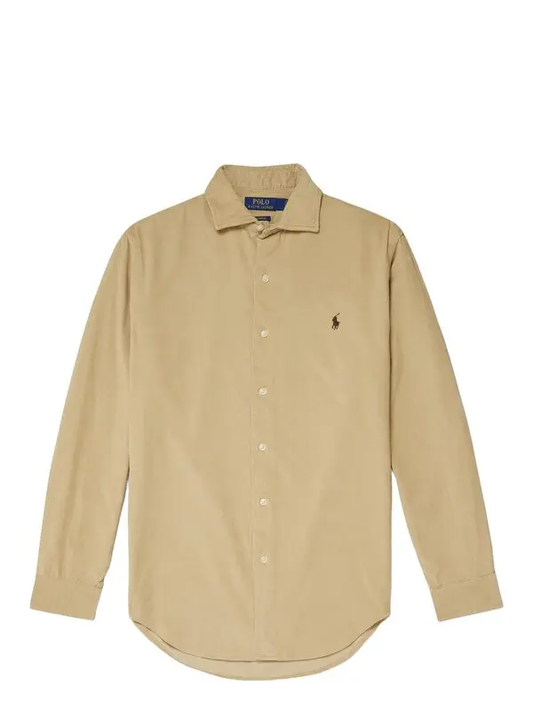 Polo Ralph Lauren Logo-embroidered Cotton-corduroy Shirt - Neutrals