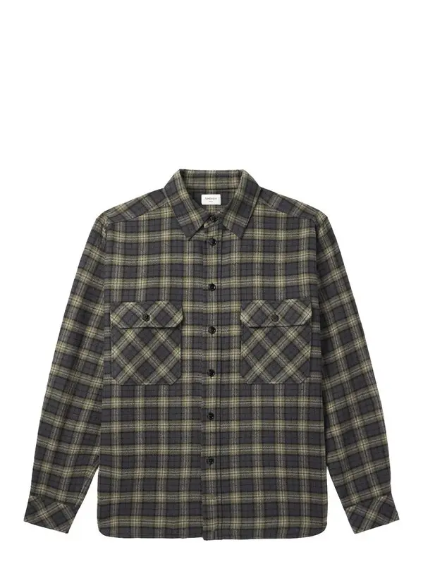 Saint Laurent Checked Wool-gauze Overshirt - Green