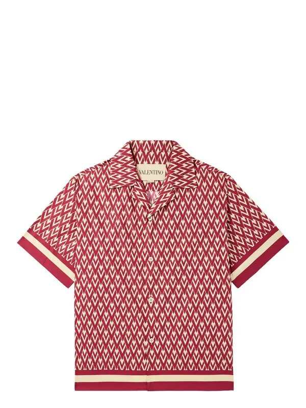 Valentino Garavani Camp-collar Printed Cotton-twill Shirt - Red