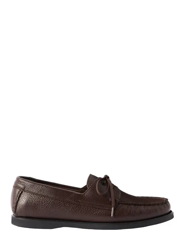 SAMAN AMEL City Moc Full-grain Leather Boat Shoes - Brown