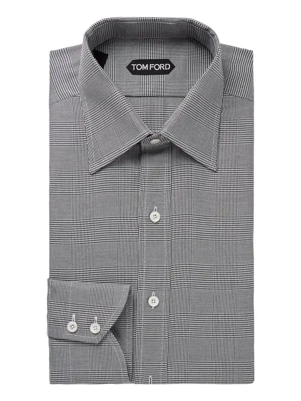 TOM FORD Prince Of Wales Checked Cotton-poplin Shirt - Gray