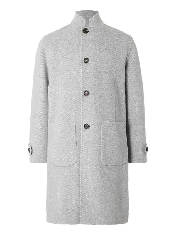 Eleventy Herringbone Wool-cashmere Overcoat - Gray