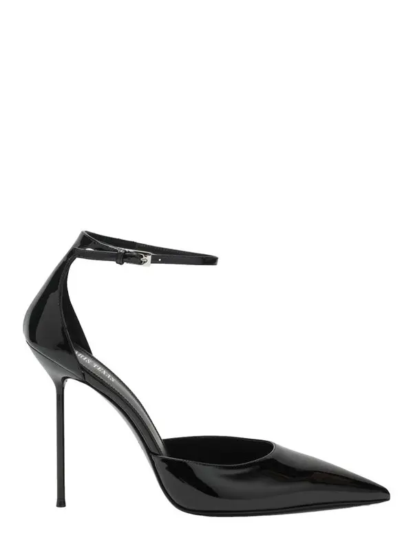 Paris Texas Pointed Toe Stiletto Pumps With Ankle Strap - Black