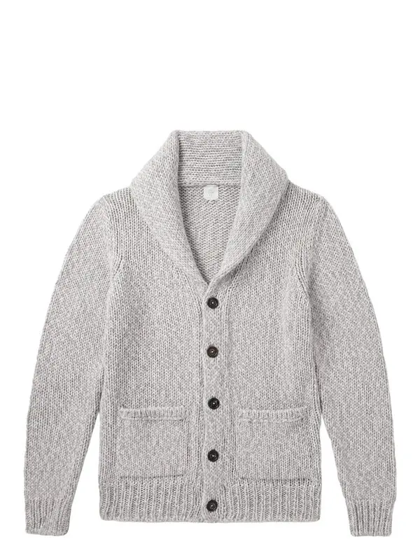 Eleventy Slim-fit Shawl-collar Cashmere Cardigan - Gray