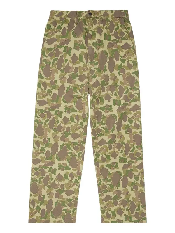Kapital Wide-leg Camouflage-print Herringbone Cotton Trousers - Green