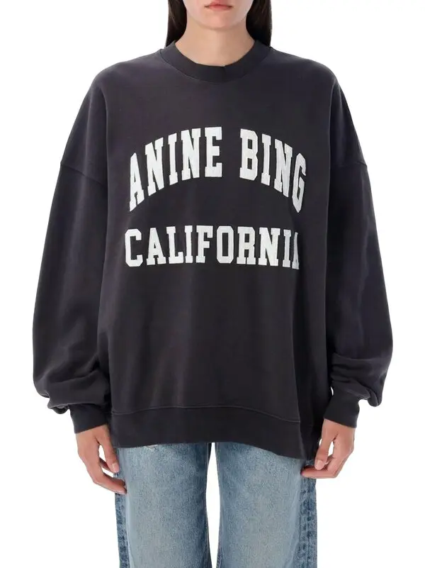 ANINE BING Printed Crewneck Sweatshirt - Black