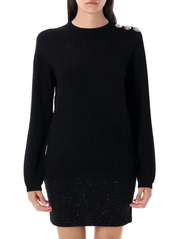 Balmain Long Sleeve Sweater - Black