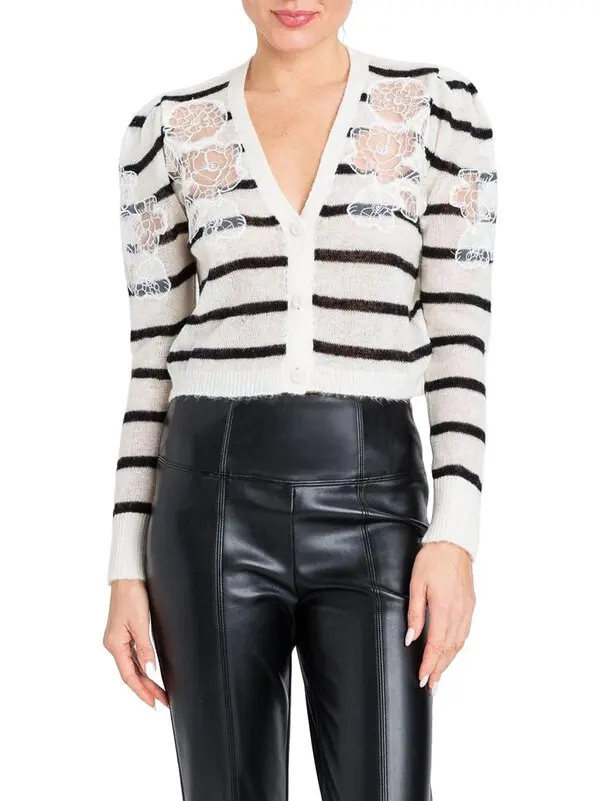 TWINSET Striped Sweater With Lace Detail - White