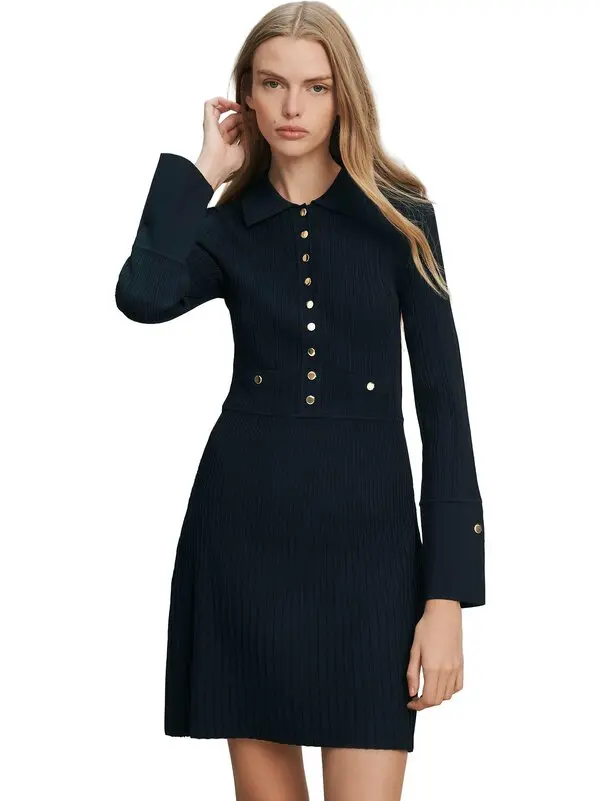 Veronica Beard Lauper Knit Mini Dress - Navy