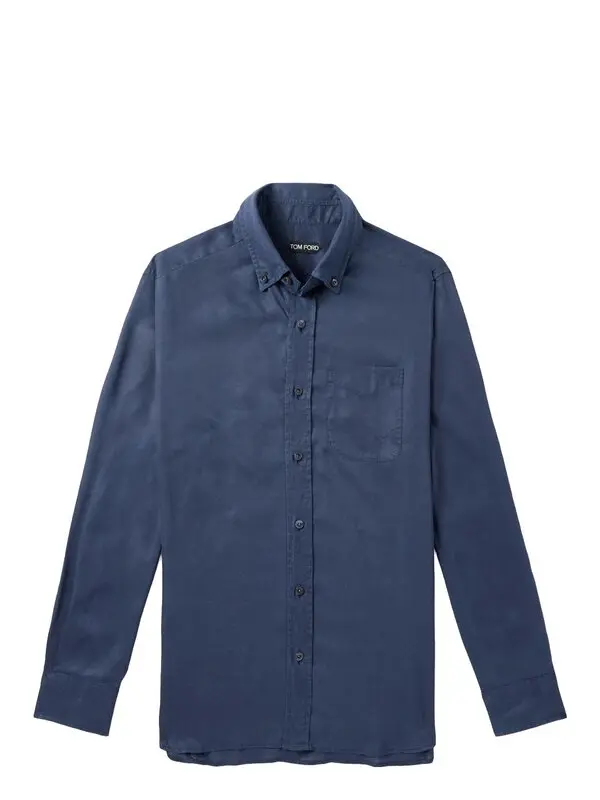TOM FORD Button-down Collar Lyocell-twill Shirt - Blue