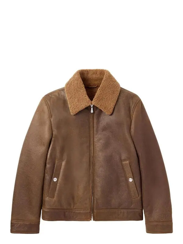 Eleventy Slim-fit Shearling Jacket - Brown