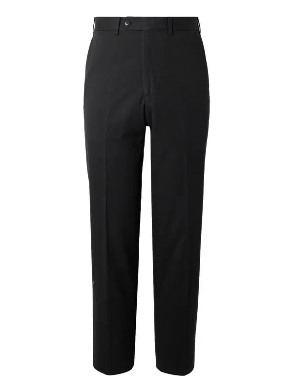 SAMAN AMEL Straight-leg Cotton-blend Trousers - Black