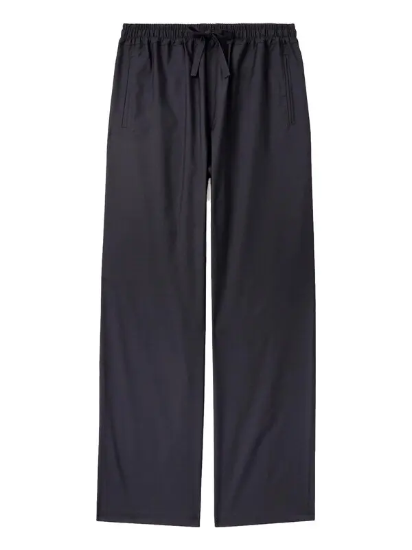 SAMAN AMEL Straight-leg Wool Trousers - Blue