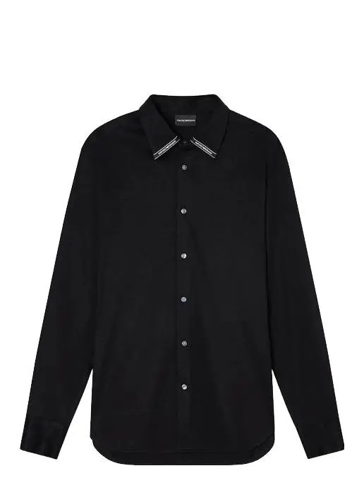 Emporio Armani Asv Lyocell-blend Jersey Shirt - Black