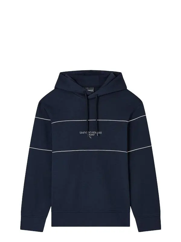 Emporio Armani Double Jersey Hooded Sweatshirt With 3d-effect Logo - Red
