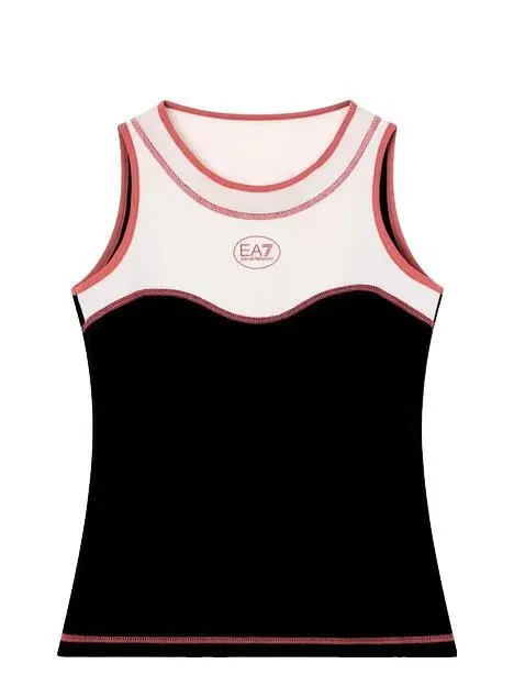 EA7 Tennis Sleeveless Top In Ventus7 Technical Fabric - Black