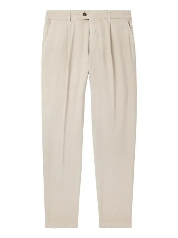 Eleventy Straight-leg Pleated Trousers - Neutrals