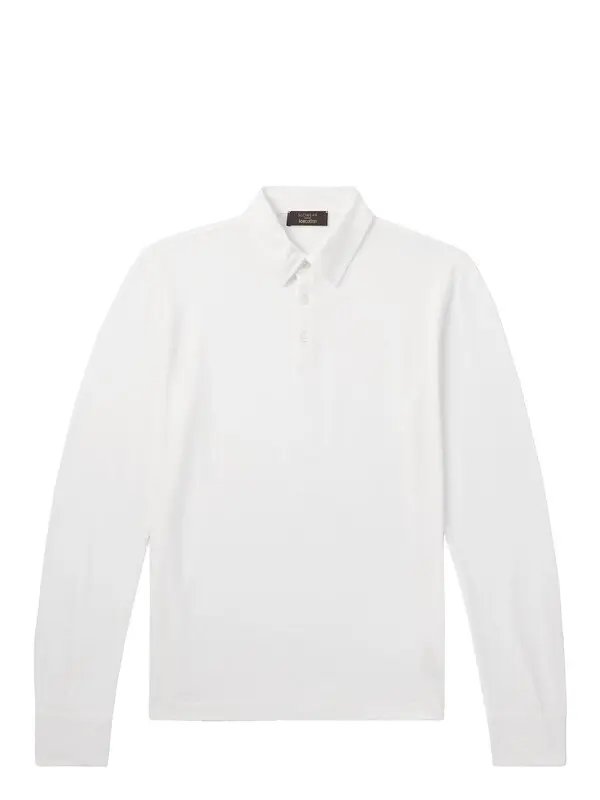 SLOWEAR Incotex Zanone Slim-fit Icecotton Piqué Polo Shirt - White