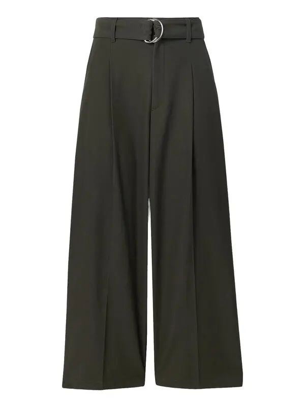 Maria Mcmanus Belted Pleated Cotton-twill Pants - Green