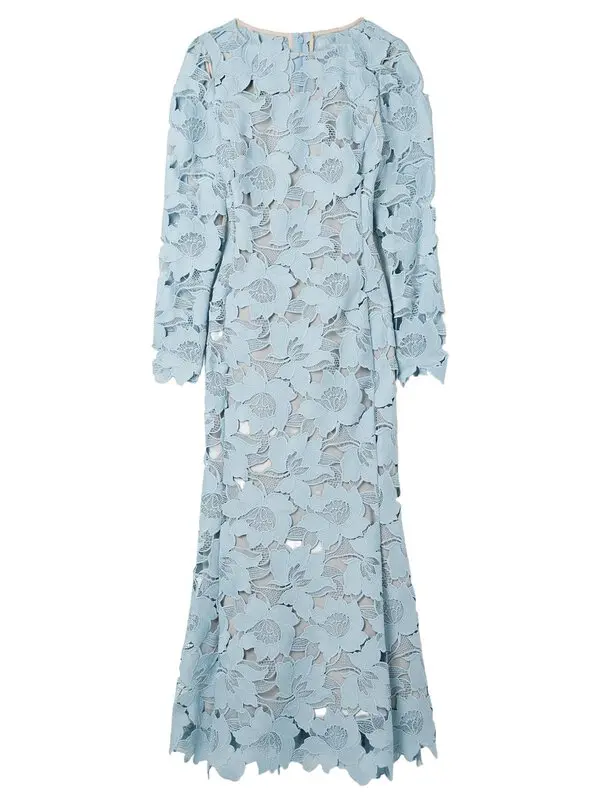 Oscar De La Renta Guipure Lace Midi Dress - Blue