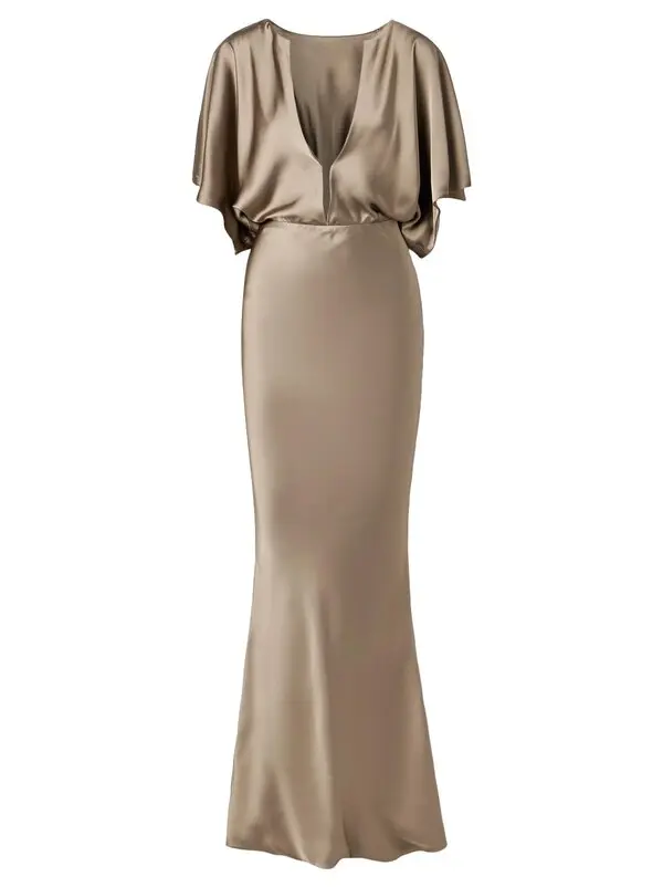 Norma Kamali Obie Satin Gown - Neutrals