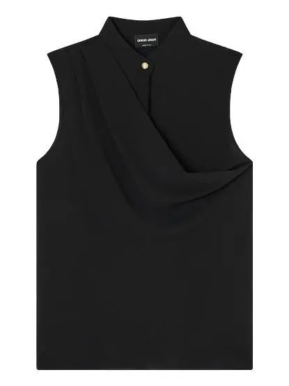 Giorgio Armani Draped Triple Silk Georgette Top - Black