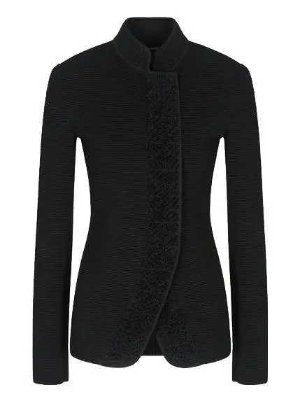 Giorgio Armani Viscose Ottoman Single-breasted Jacket - Black