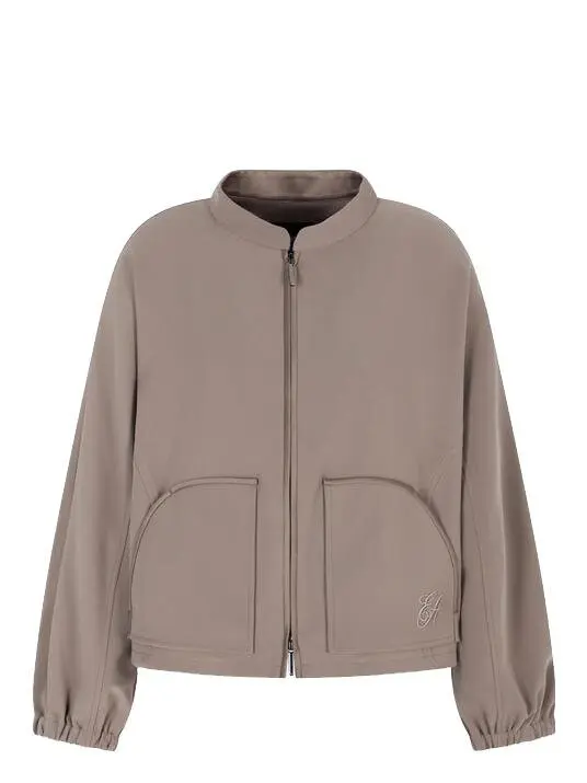 Emporio Armani Technical Cady Blouson With Logo Embroidery - Brown