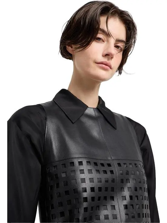 Emporio Armani Polygon Capsule Collection Nappa Leather Dress - Black