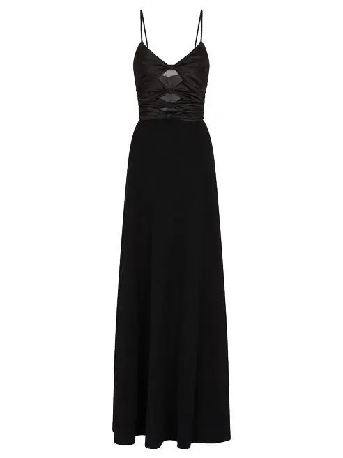Emporio Armani Technical Cady Cut-out Dress With Jewel Detail - Black