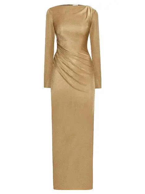 Oscar De La Renta Jersey Draped Gown - Metallic