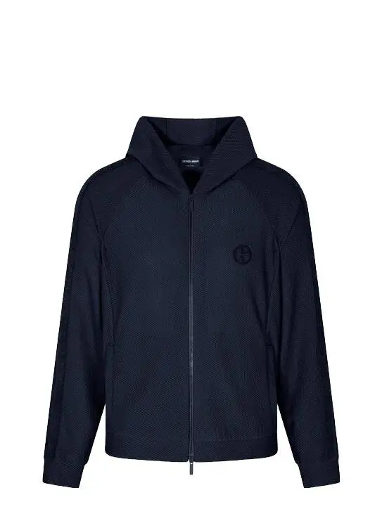 Giorgio Armani Hooded Zip-up Sweatshirt - Black