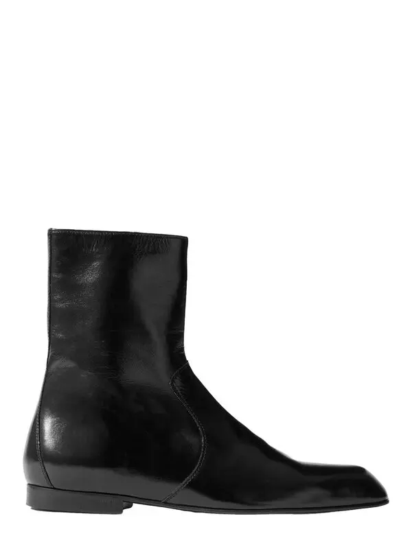 Khaite Colt Glossed-leather Ankle Boots - Black